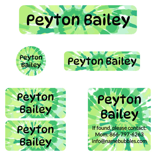 Tie-Dye Art Camp Labels Pack For Kids | Name Bubbles