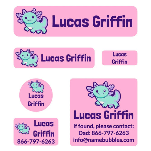 Axolotl Day Camp Labels Pack | Name Bubbles