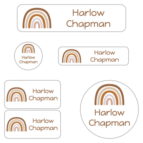 Neutral Rainbow Daycare Labels Pack For Kids | Name Bubbles