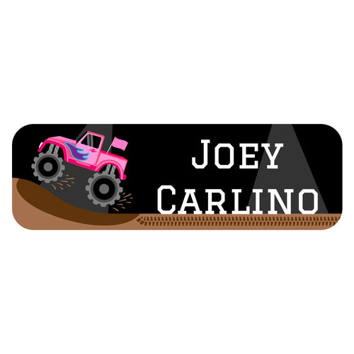 Monster Truck Large Rectangle Name Labels | Name Bubbles