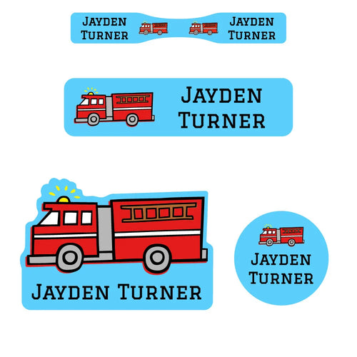 Fire Truck Baby Name Labels | Name Bubbles