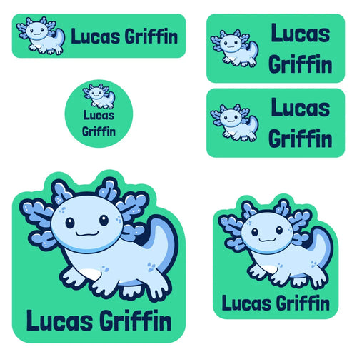 Axolotl Prechool Labels Pack For Kids | Name Bubbles