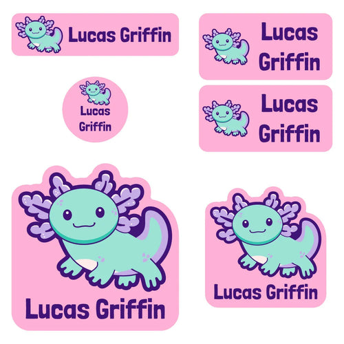 Axolotl Prechool Labels Pack For Kids | Name Bubbles