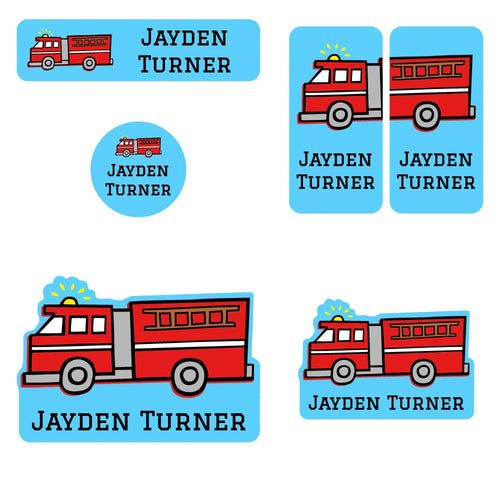 Fire Truck Preschool Labels Pack | Name Bubbles