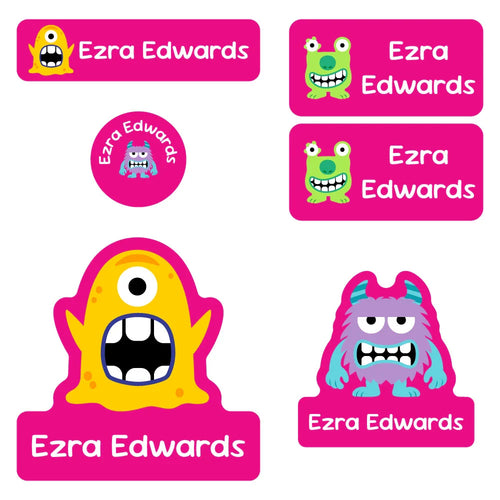 Monsters Prechool Labels Pack For Kids | Name Bubbles