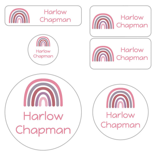 Neutral Rainbow Prechool Labels Pack For Kids | Name Bubbles