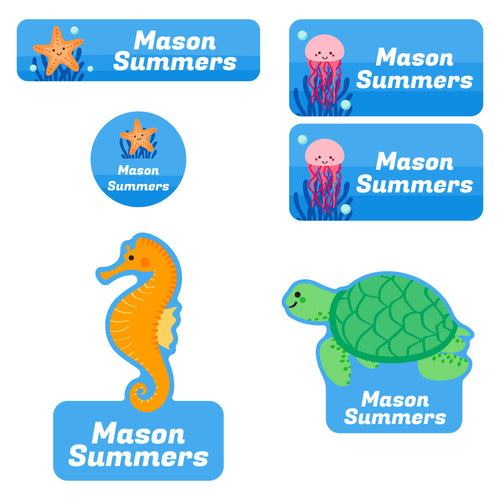 Sea Animals Prechool Labels Pack For Kids | Name Bubbles