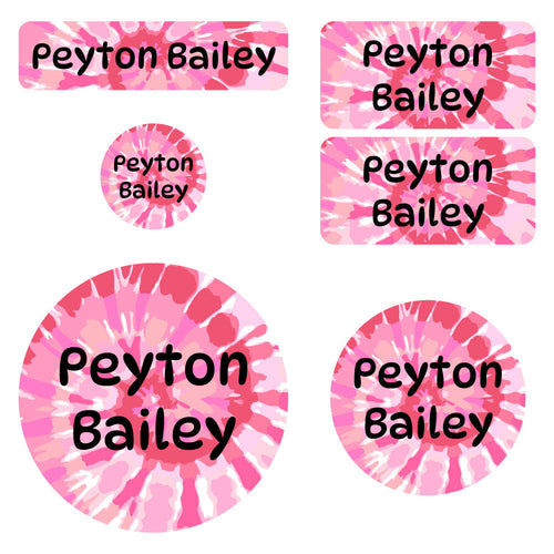Tie-Dye Art Prechool Labels Pack For Kids | Name Bubbles