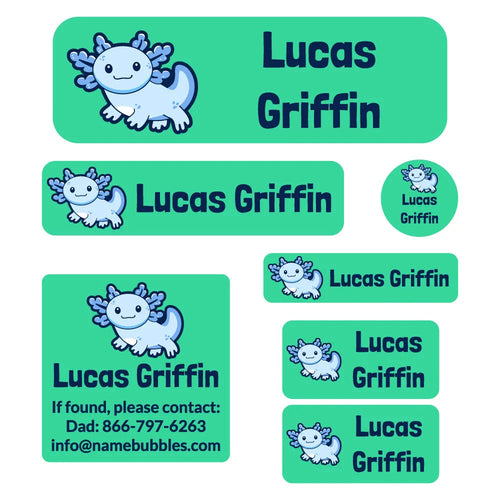 Axolotl School Labels Pack | Name Bubbles