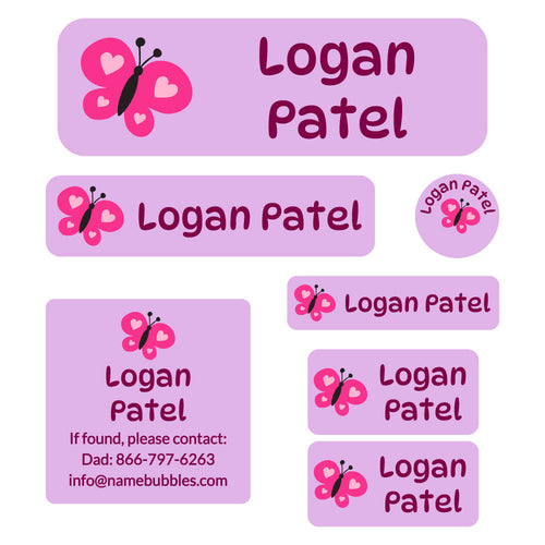 Butterfly School Labels Pack For Kids | Name Bubbles
