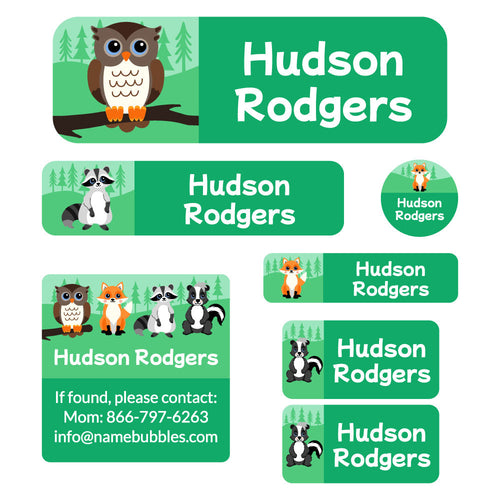 Forest Animals School Labels Pack | Name Bubbles
