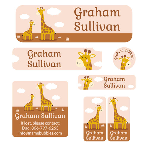 Giraffe School Labels Pack | Name Bubbles