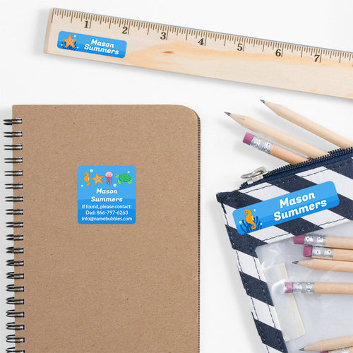 Sea Animals School Labels Pack For Kids | Name Bubbles