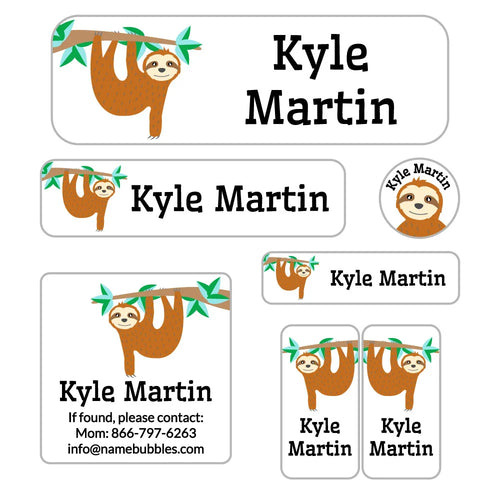Sloth School Labels Pack | Name Bubbles