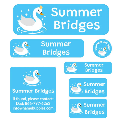 Swan School Labels Pack | Name Bubbles