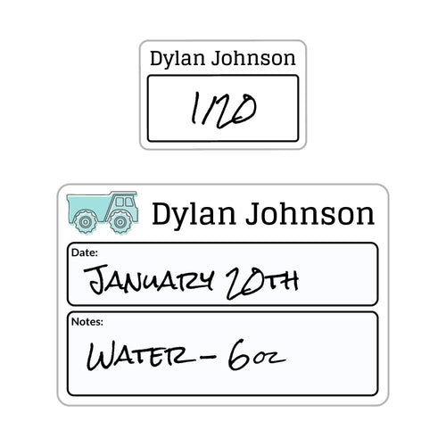 Truck Sippy Cup Write-On Labels | Name Bubbles