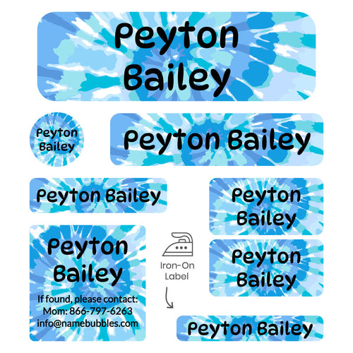 Tie-Dye Art Sleepaway Camp Labels Pack For Kids | Name Bubbles