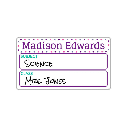 Dots Subject Write-On Labels | Name Bubbles