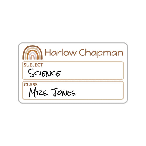 Neutral Rainbow Subject Write-On Labels | Name Bubbles