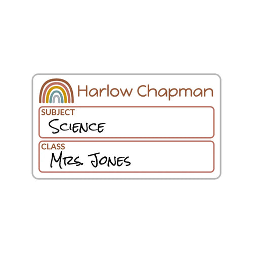Neutral Rainbow Subject Write-On Labels | Name Bubbles