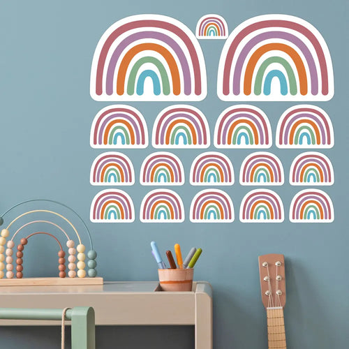Neutral Rainbow Wall Decals For Kids | Name Bubbles
