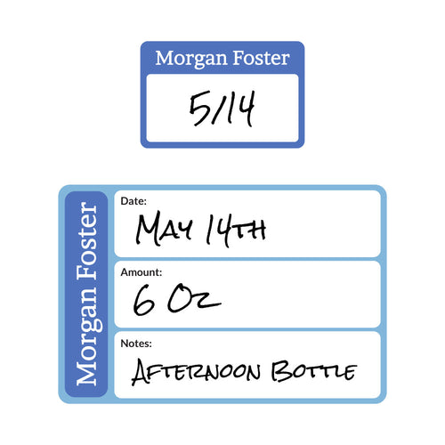 Solid Border Baby Bottle Date Write-On Labels | Name Bubbles