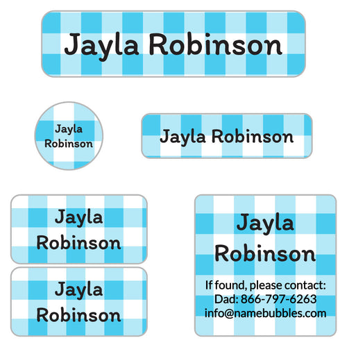 Custom Labels: Gingham Labels for Camp | Name Bubbles