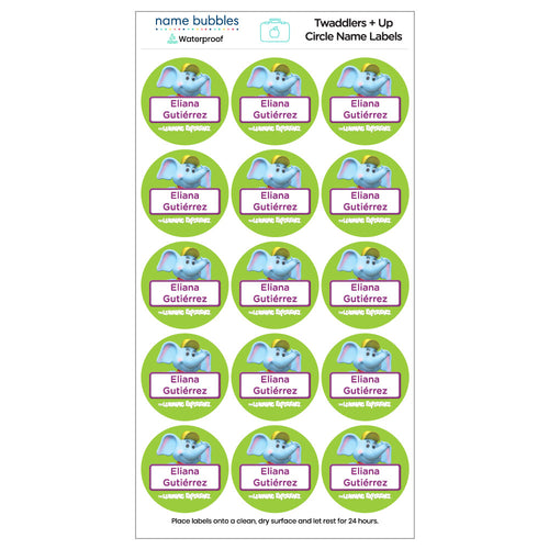 Twaddlers + Up Circle Name Labels | Name Bubbles