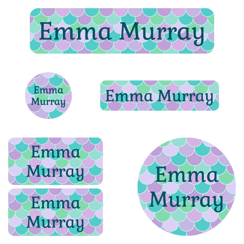 Daycare Name Stickers: Mermaid Pattern Labels | Name Bubbles