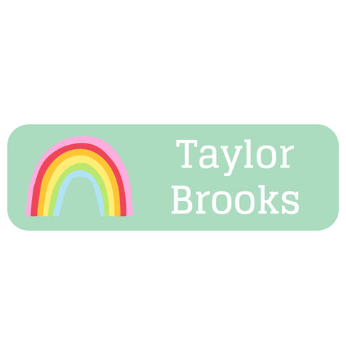 Rainbows Large Rectangle Name Labels | Name Bubbles