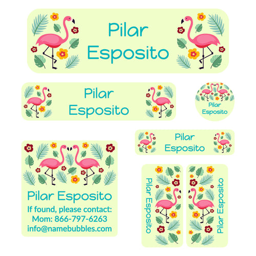 Flamingo School Labels Pack | Name Bubbles