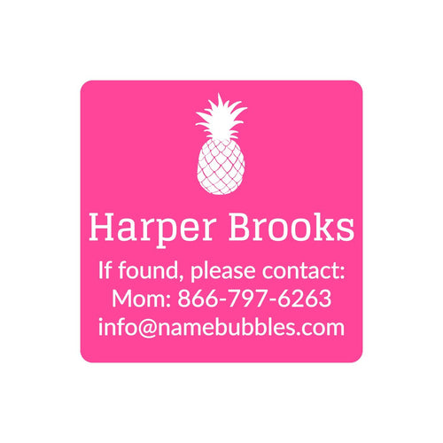 Pineapple Contact Information Labels For Kids | Name Bubbles