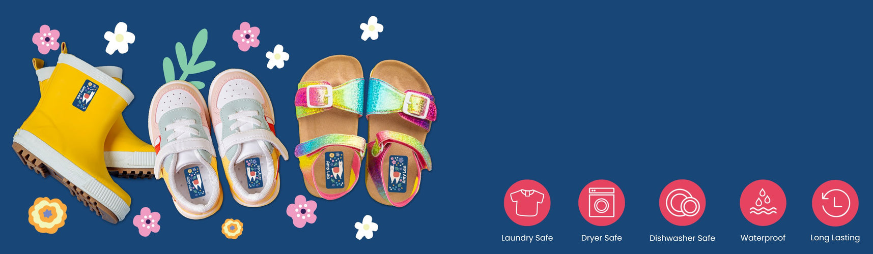 Personalized Kids Shoe Labels: Washable | Name Bubbles