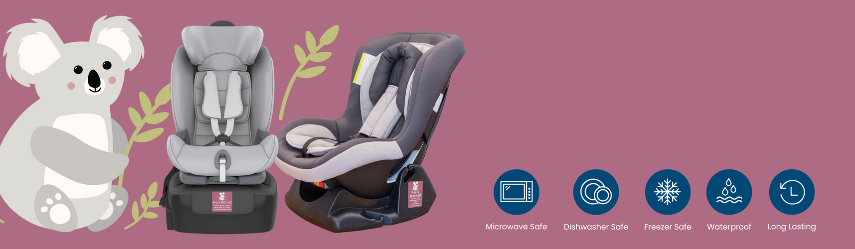 Car Seat Labels | Name Bubbles