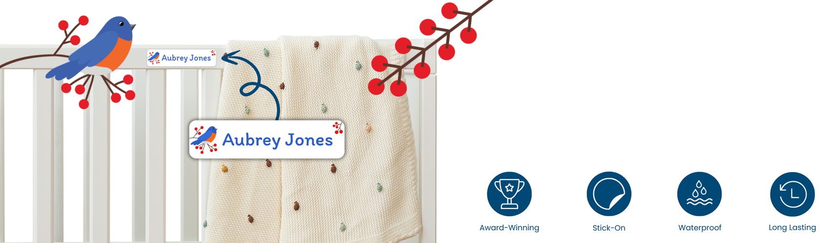 Crib Labels For Babies | Name Bubbles