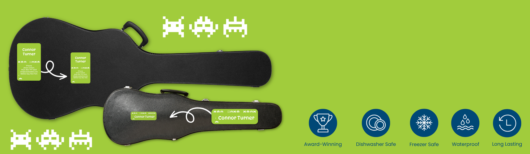 Waterproof Instrument Labels for Kids | Name Bubbles