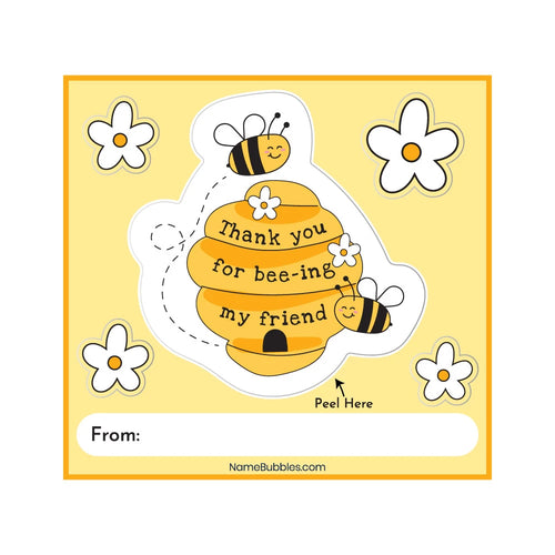Bee Valentine Sticker Exchange Cards | Name Bubbles