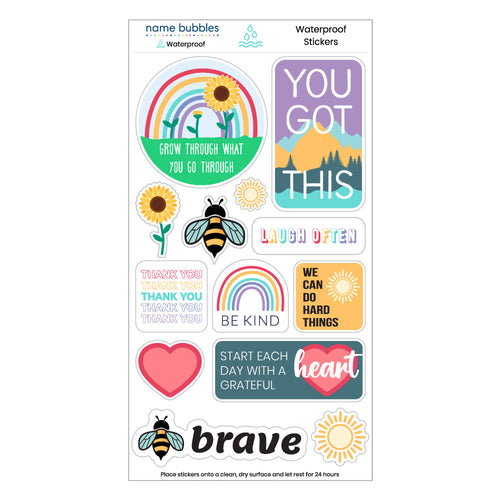 Be Positive Waterproof Stickers | Name Bubbles