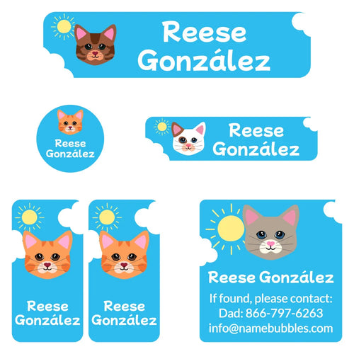 Cat Camp Labels Pack For Kids | Name Bubbles
