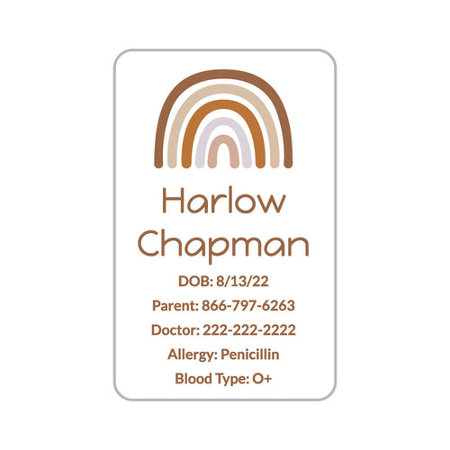 Neutral Rainbow Car Seat Labels | Name Bubbles