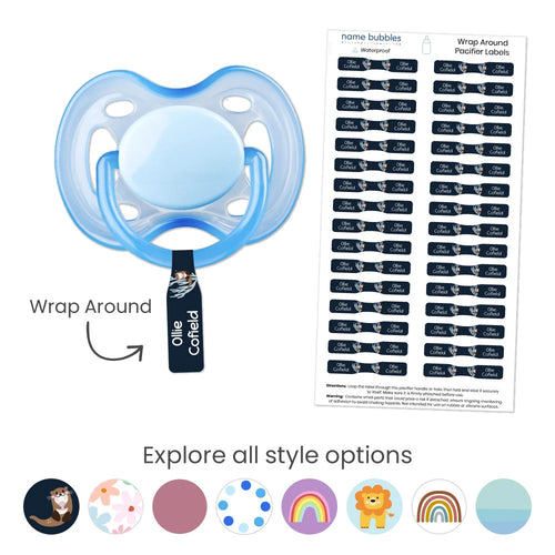 Custom Wrap Around Pacifier Labels | Name Bubbles