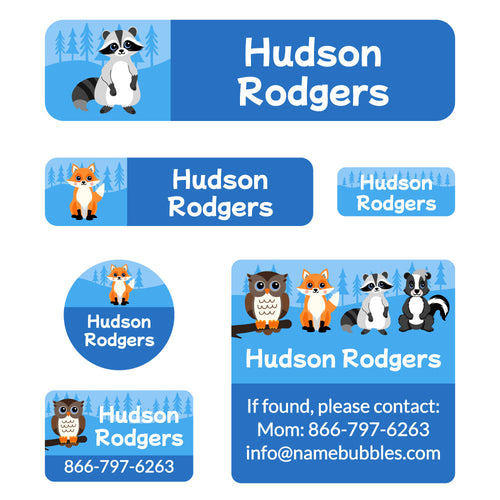 Forest Animals Day Camp Labels Pack For Kids | Name Bubbles