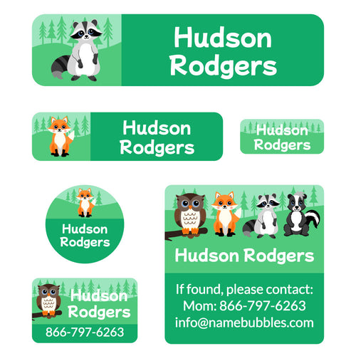 Forest Animals Day Camp Labels Pack For Kids | Name Bubbles