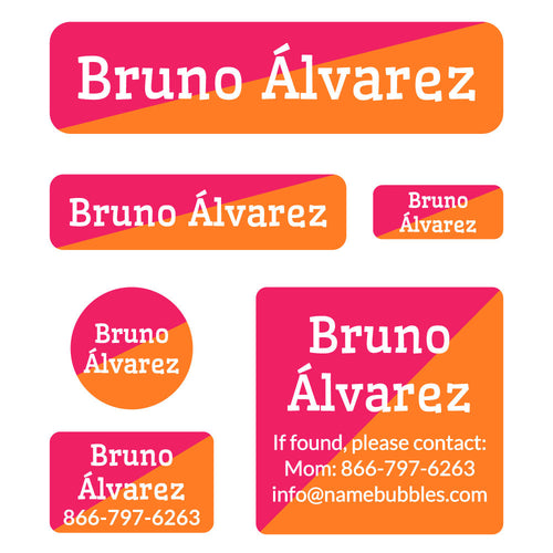 Two-tone Day Camp Labels Pack For Kids | Name Bubbles