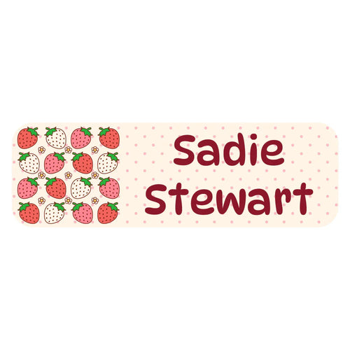 Strawberry Large Rectangle Name Labels | Name Bubbles