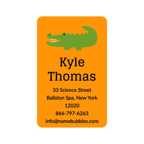 Alligator Luggage Tag Labels For Kids | Name Bubbles