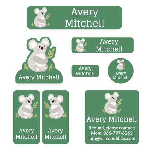 Koala Mega Daycare Labels Pack For Kids | Name Bubbles