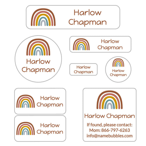 Neutral Rainbow Mega Daycare Labels Pack | Name Bubbles