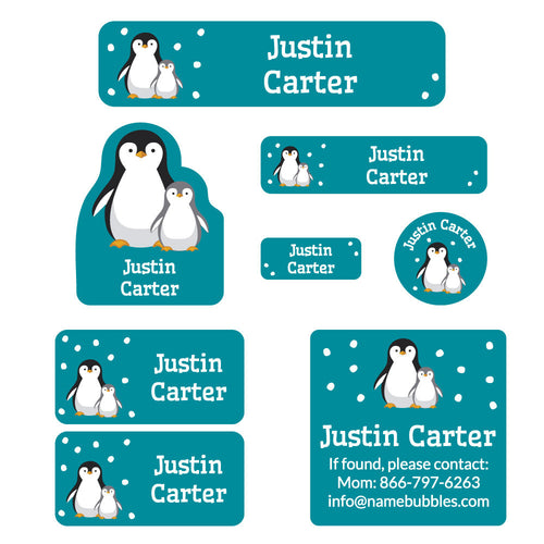Penguins Mega Daycare Labels Pack For Kids | Name Bubbles