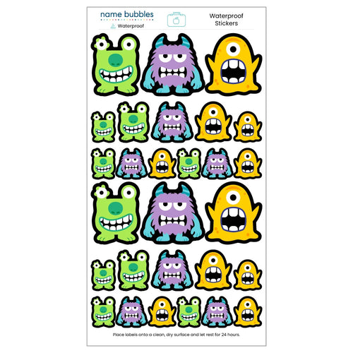 Monsters Waterproof Stickers | Name Bubbles